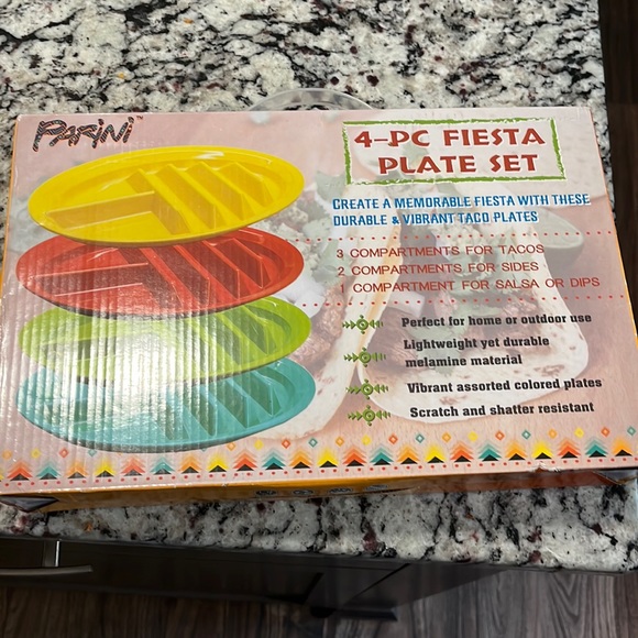 Parini | Kitchen | New In Box Parini 4 Pc Fiesta Plate Set | Poshmark